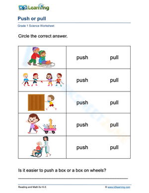 Push or pull forces | Worksheet Zone