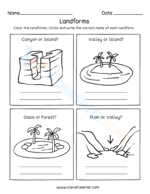 Essential Landforms Worksheet | Grade 2 Science