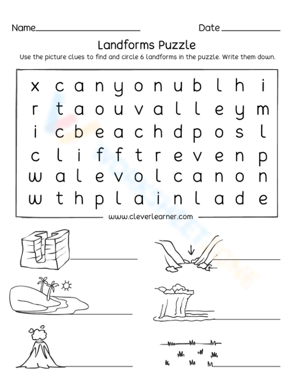 Landforms Puzzle 2 Worksheet