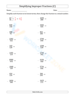 Simplify fractions (easy) (7) | Worksheet Zone