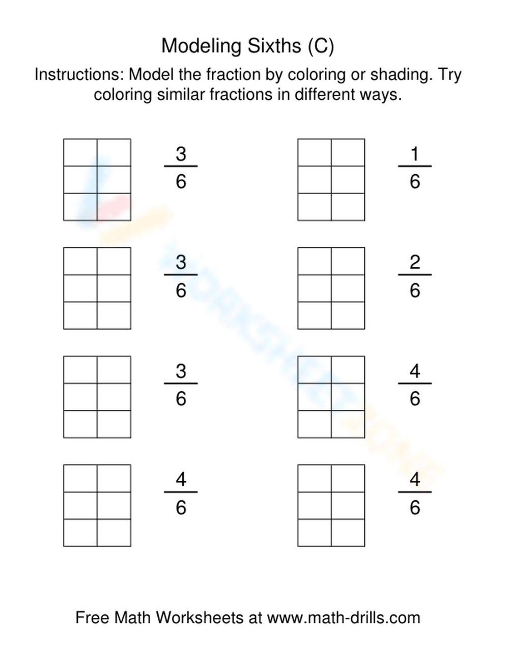 Modeling Fractions With Rectangles Worksheet