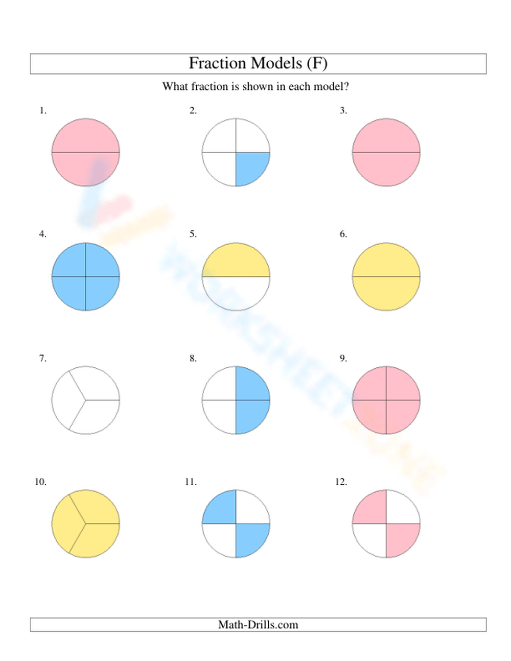 Modeling Fractions With Circles Worksheet