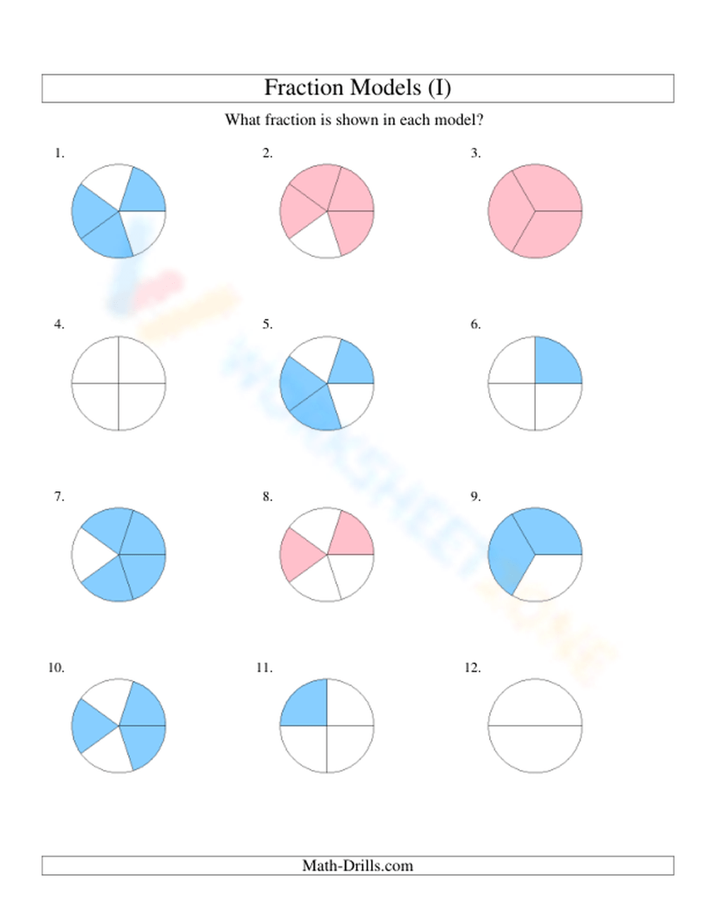 Modeling Fractions With Circles Worksheet