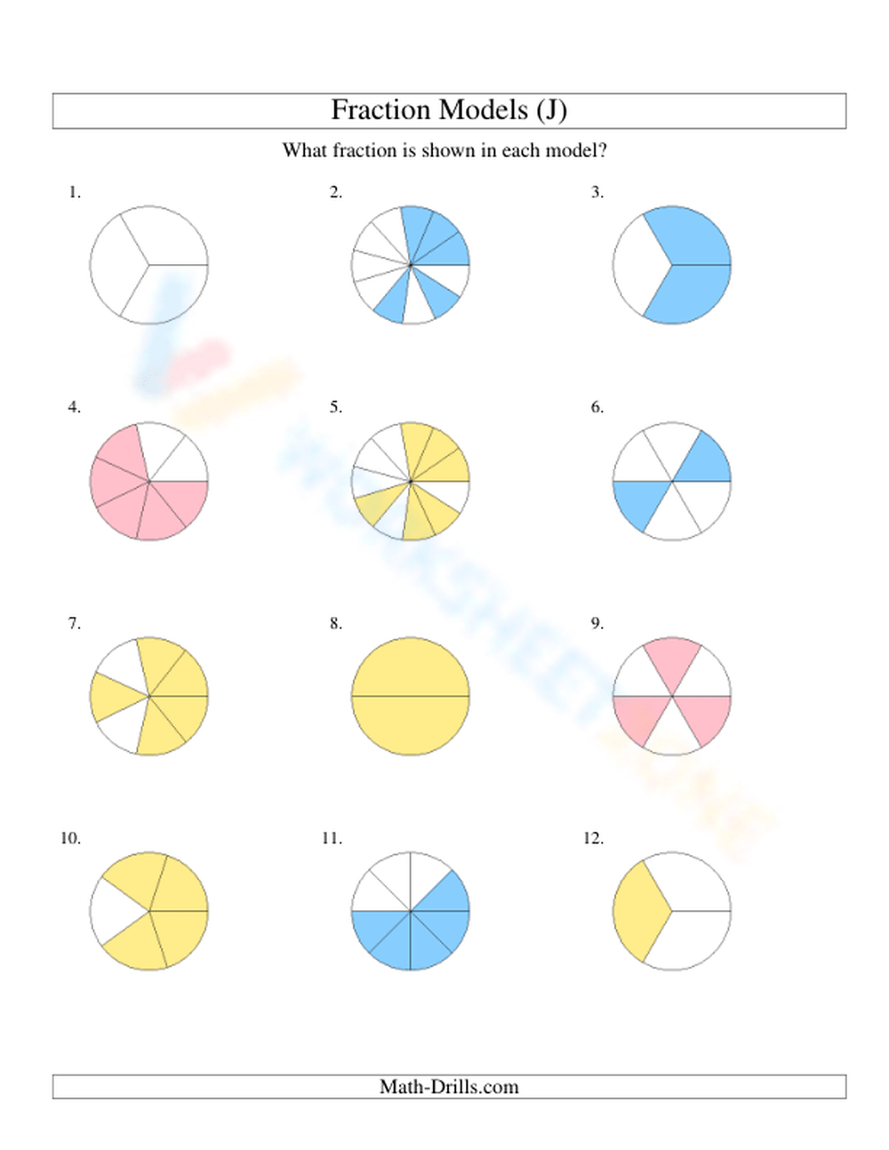 Modeling Fractions With Circles Worksheet