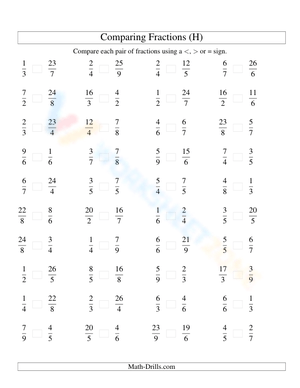 Comparing Simple and Improper Fractions | Worksheet Zone