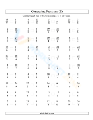 Comparing Simple and Improper Fractions | Worksheet Zone