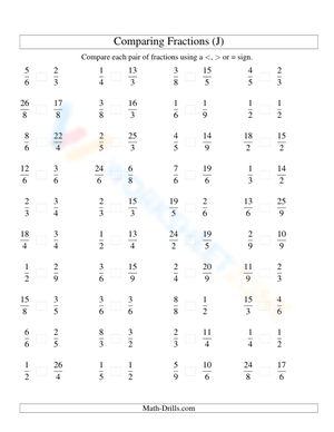 Comparing Simple and Improper Fractions | Worksheet Zone