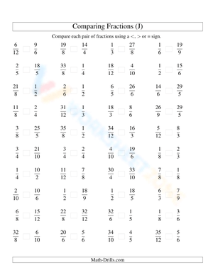 Comparing Simple and Improper Fractions | Worksheet Zone