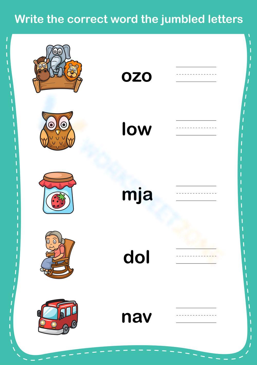 Jumbled Words 6 Worksheet