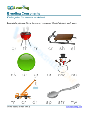 Consonant blends - Circle 2 | Worksheet Zone