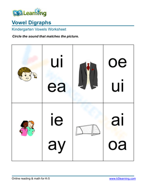 Vowel Digraphs 1 | Worksheet Zone