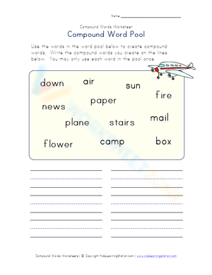 Compound words 3 | Worksheet Zone
