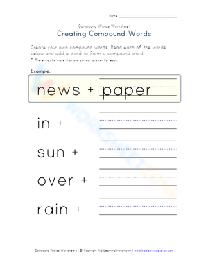 Compound words 3 | Worksheet Zone