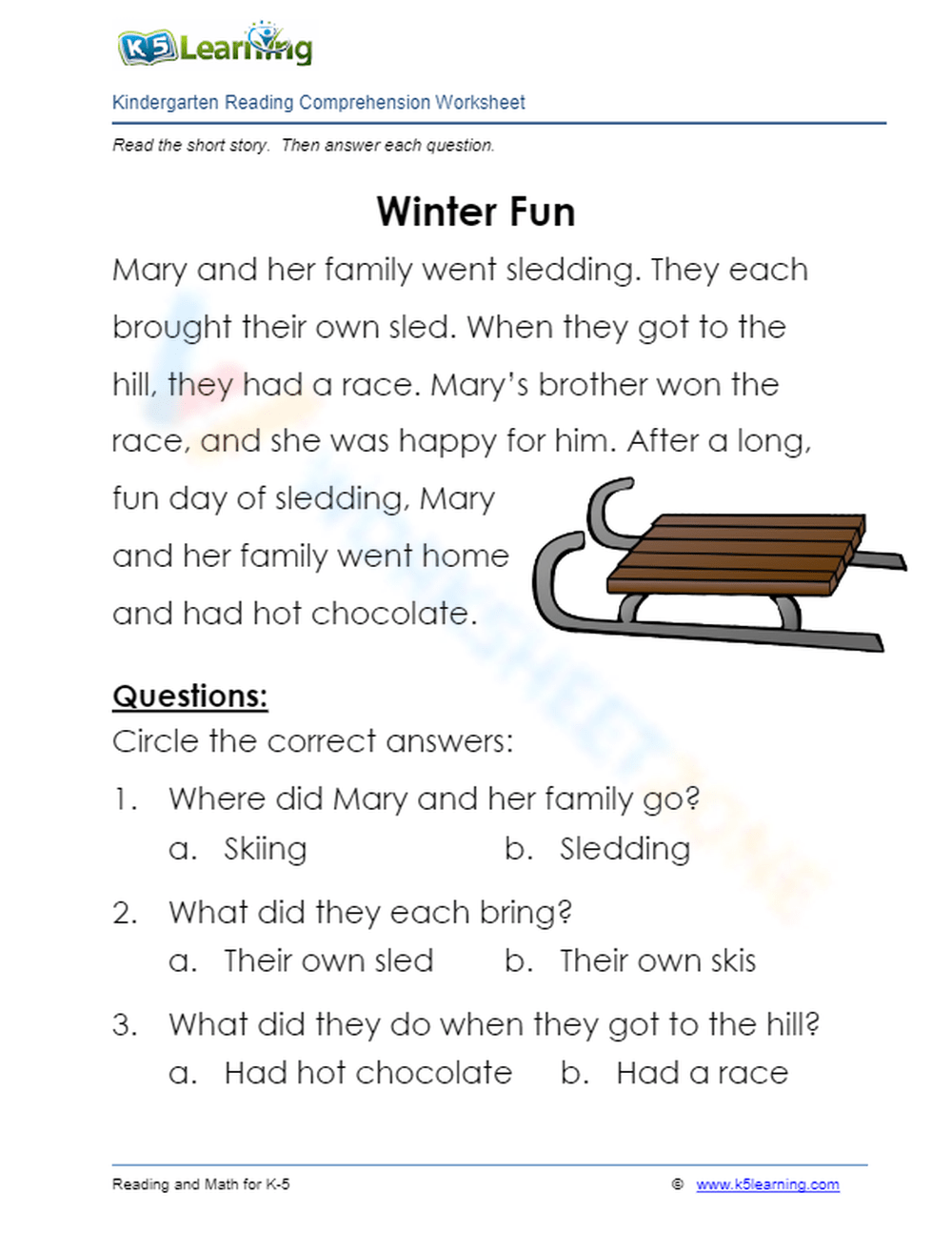 Winter Fun Worksheet