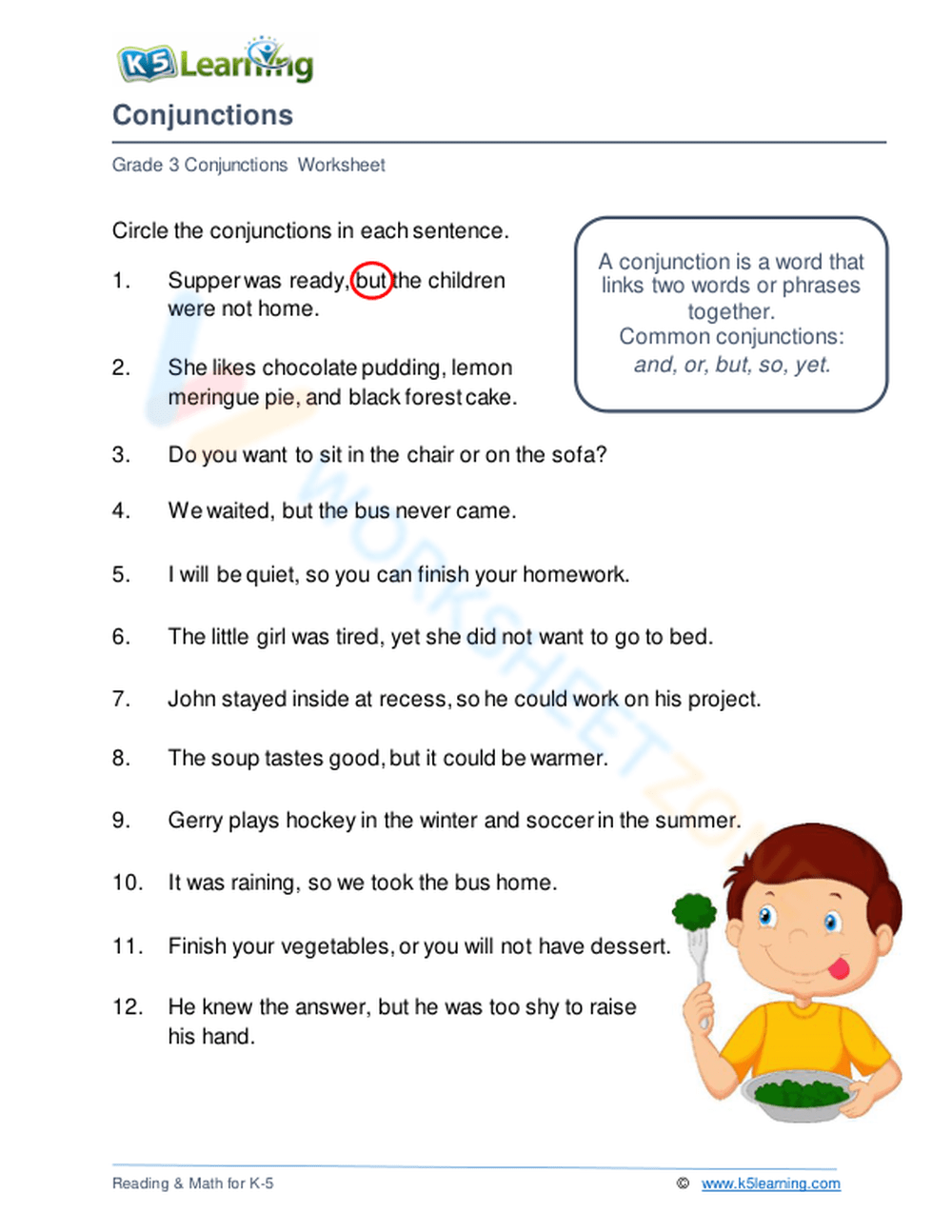 Conjunctions 1 Worksheet