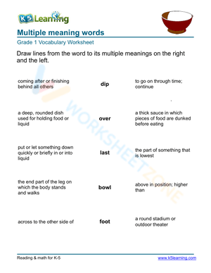 Multiple meaning words - Write 10 | Worksheet Zone