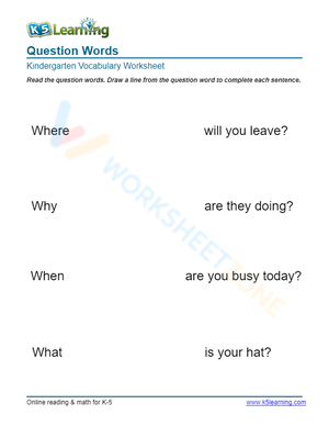 Writing Question Words 3 | Worksheet Zone