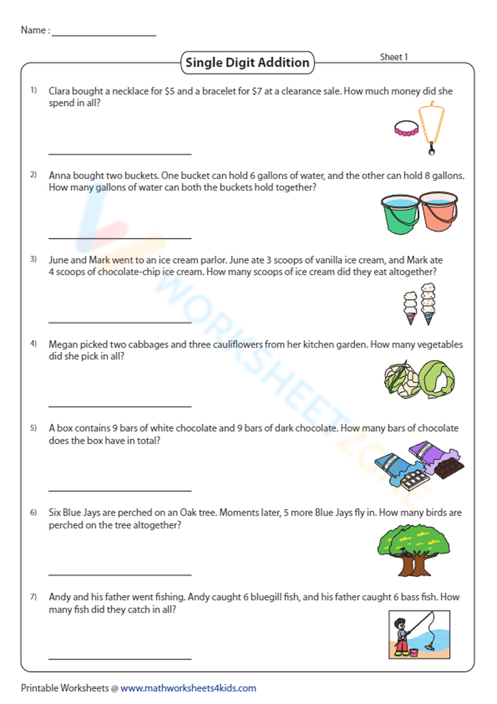 Single Digit Addition Worksheet Single Digit Addition Worksheet