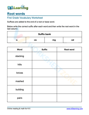 Identify suffixes 8 | Worksheet Zone