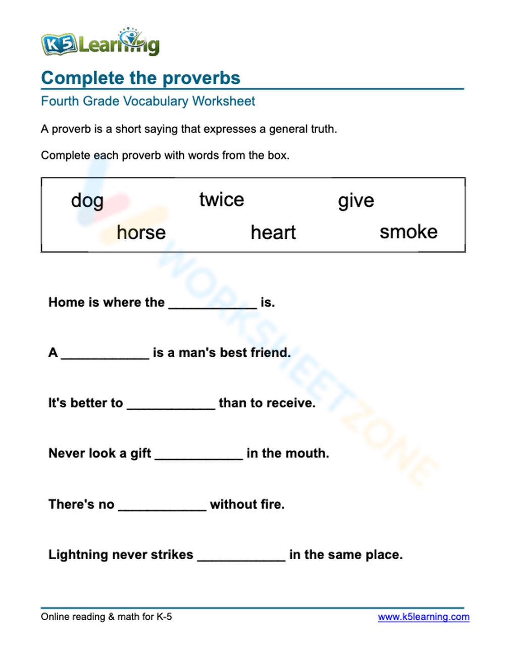 Complete The Proverbs 2 Worksheet