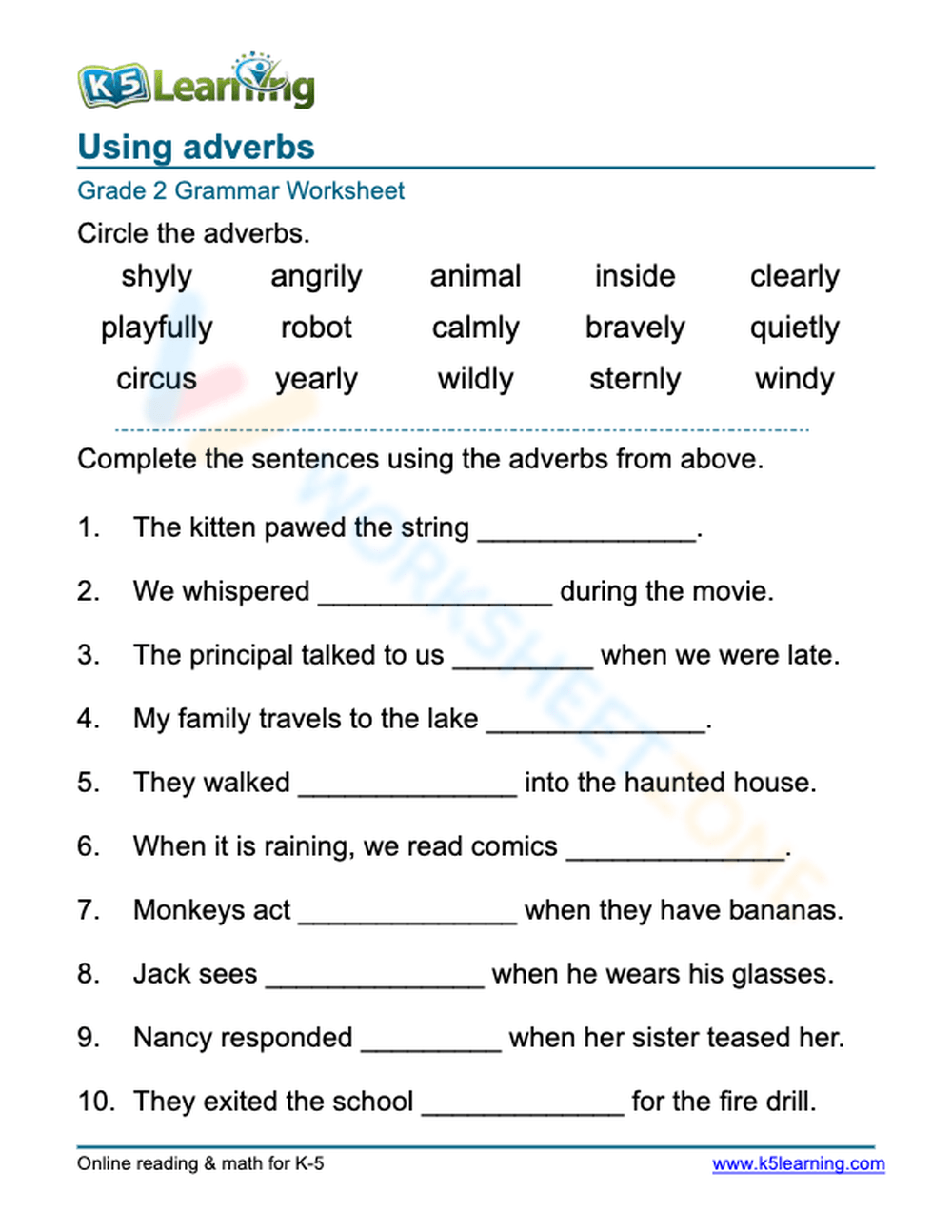 Using Adverbs 3 Worksheet