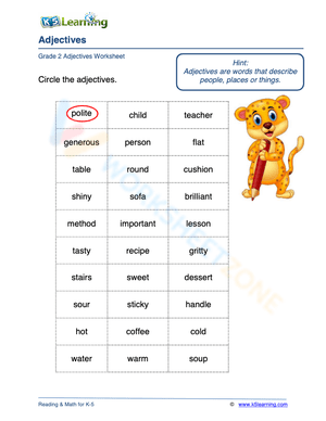 Select adjectives 4 | Worksheet Zone