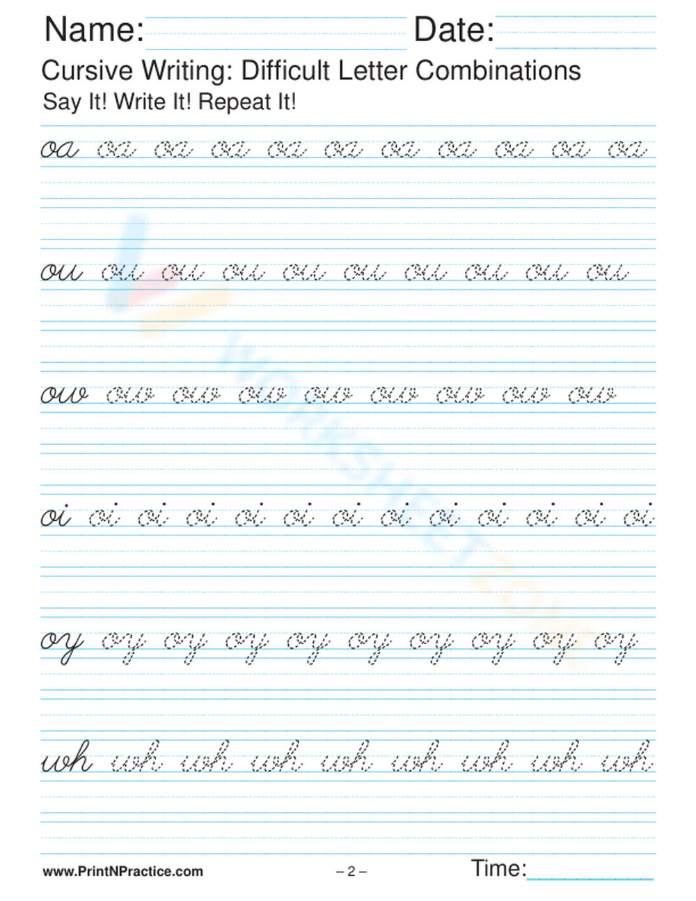 Difficult Letter Combinations Worksheet