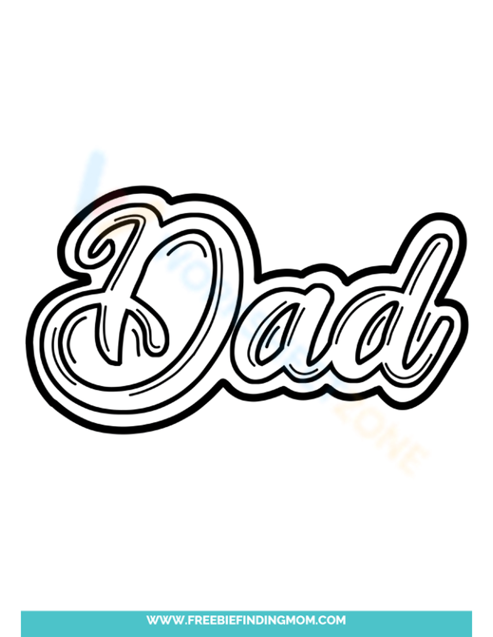 "Dad" Cursive Bubble Letters Worksheet