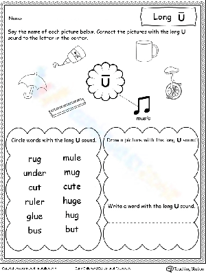 Target Practice on Long U Sound Worksheets