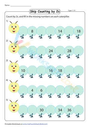 Skip counting by 2 worksheets
