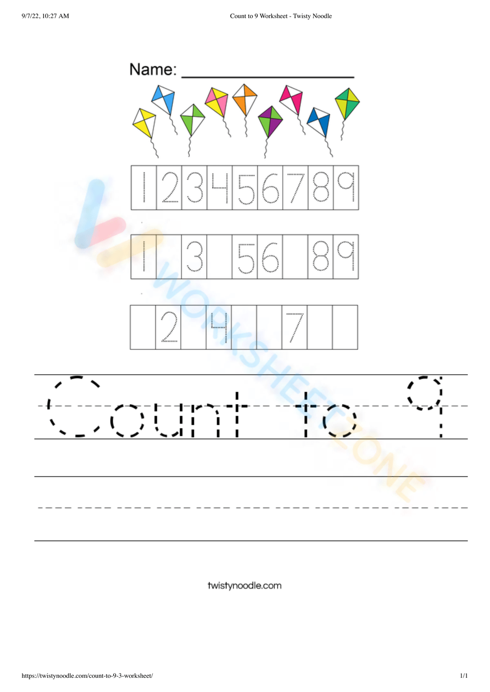 Number 9 worksheet 8 | Worksheet Zone