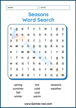Seasons worksheets