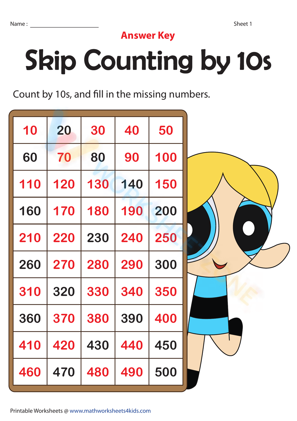 Interactive and Printable Skip Counting by 10 Worksheets Interactive and Printable Skip Counting by 10 Worksheets