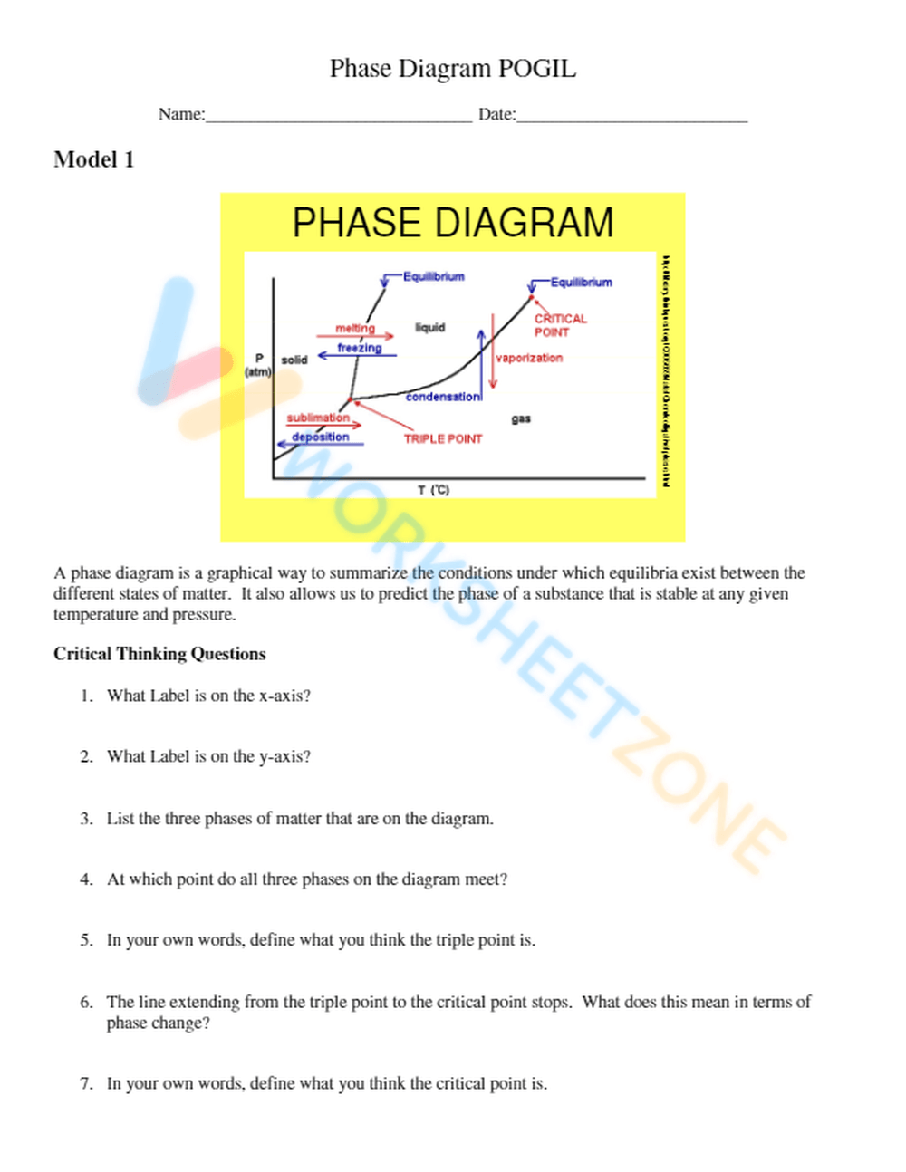 phase diagram 4 | Worksheet Zone