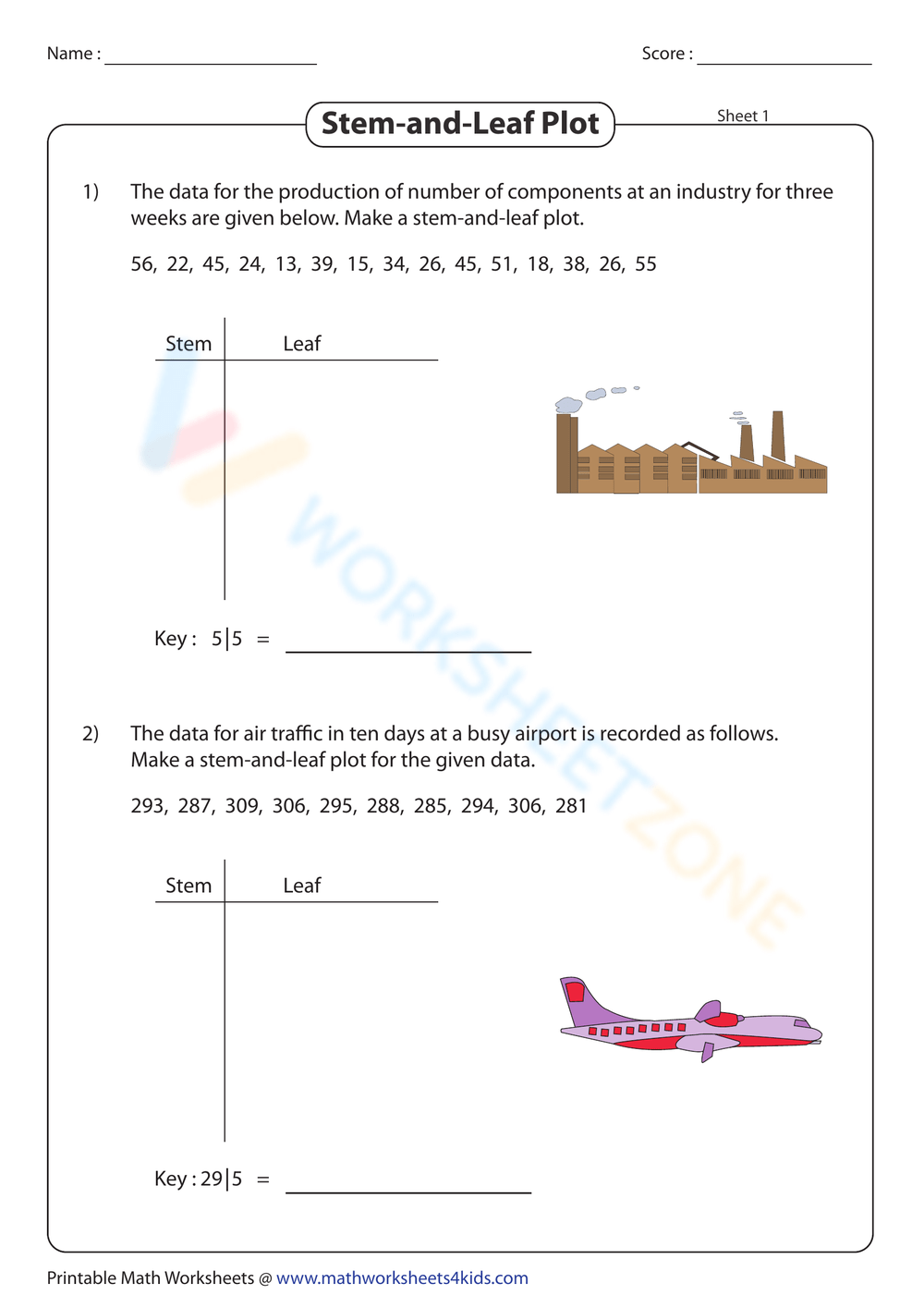 Stem and Leaf Plot Worksheet