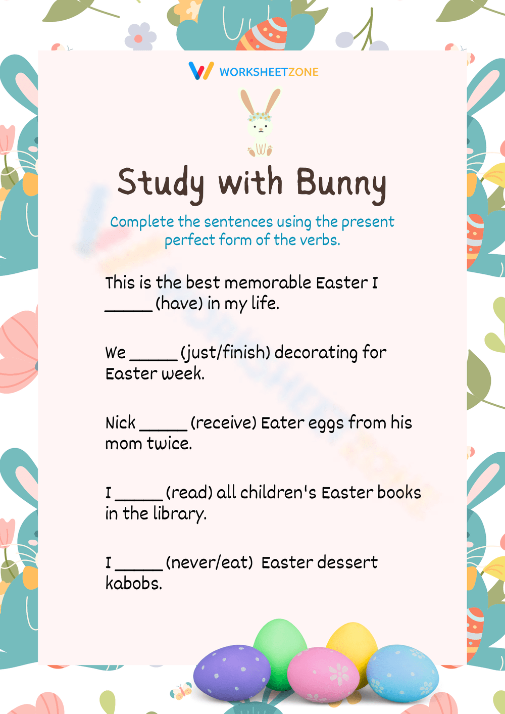 Study With Bunny Worksheet