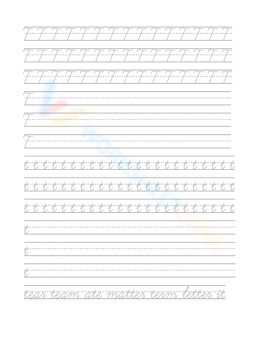 Tracing Cursive Capital Letters | Worksheetzone