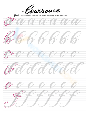Free Lowercase Cursive Letters Worksheets