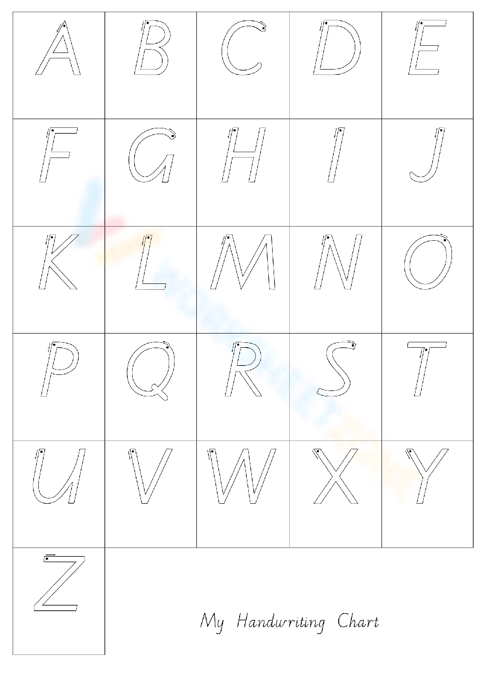 Modern Cursive Handwriting Chart Worksheet