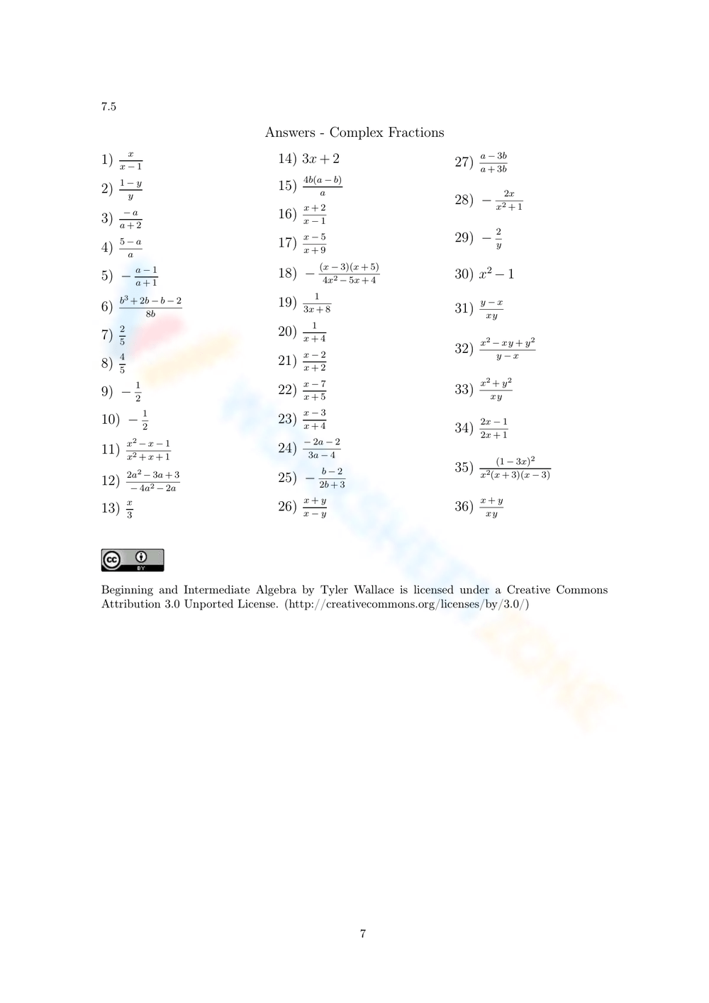 Rational Expressions - Complex Fractions Worksheet Rational Expressions - Complex Fractions Worksheet