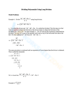Free Printable Polynomial Long Division Worksheets
