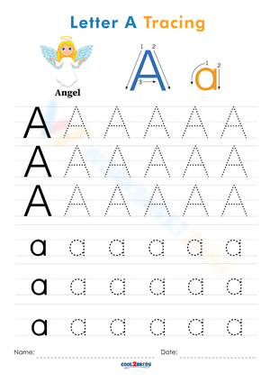 Letter A Tracing Worksheet With Angel Worksheet