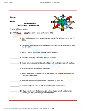 Understanding Citizenship: An Introductory Worksheet