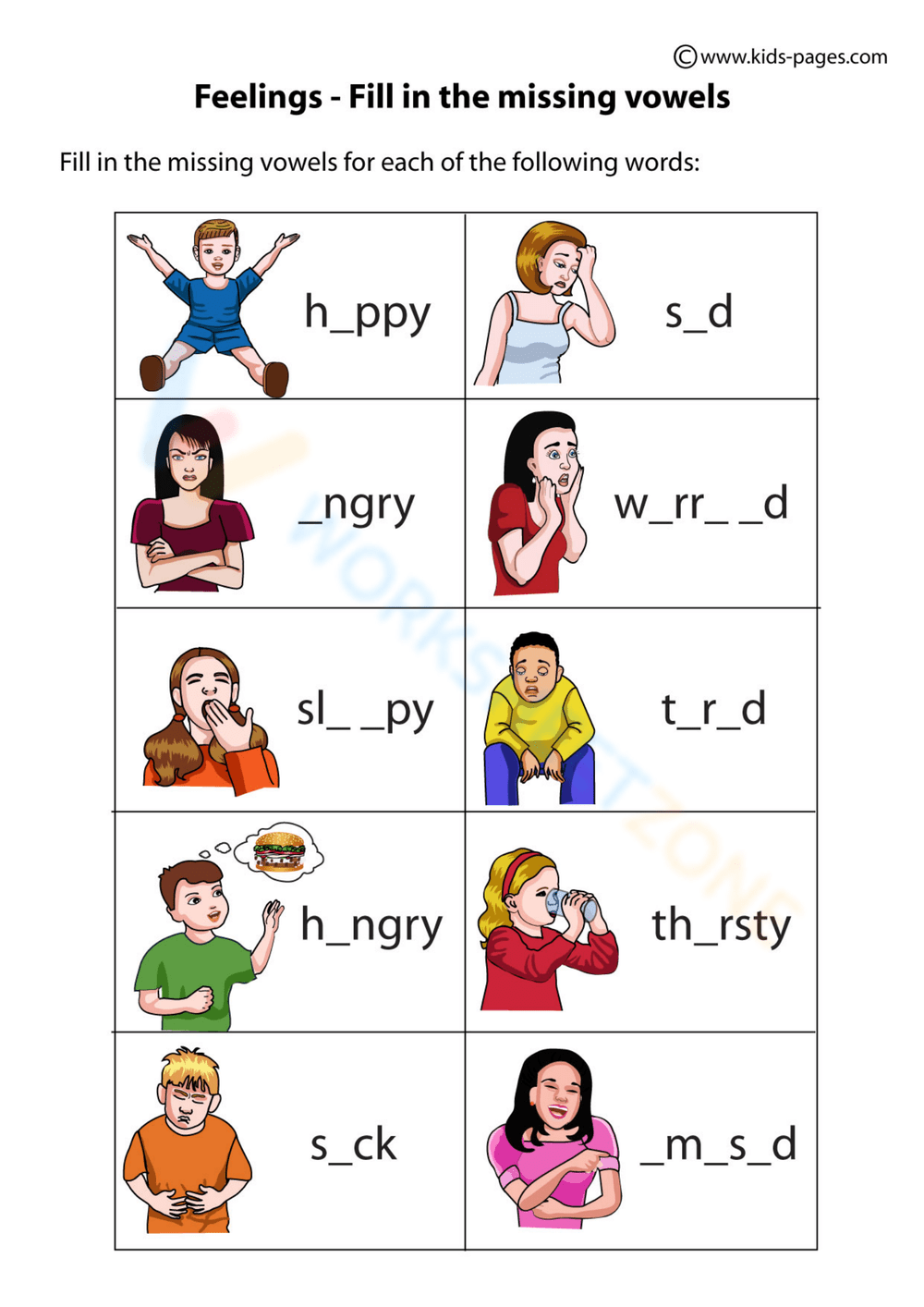 Feeling - Missing Words Worksheet
