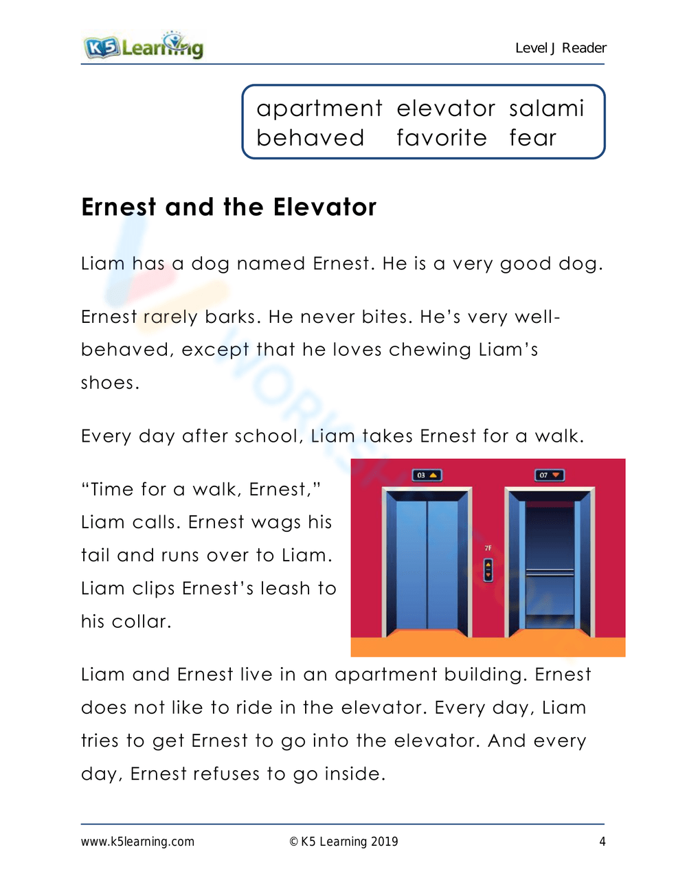 Ernest And The Elevator Worksheet