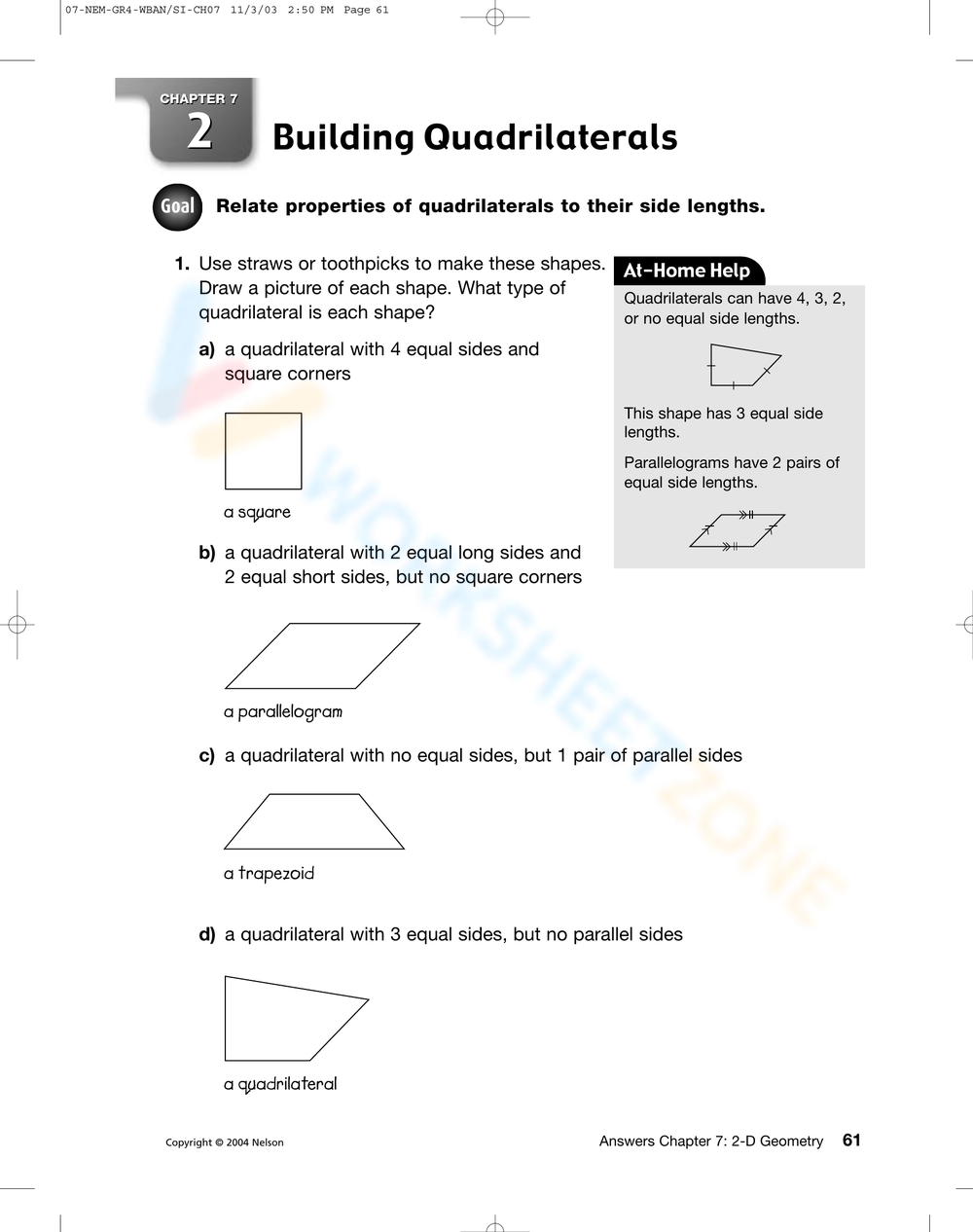 Quadrilateral Animals 2d Shapes 2d Shapes Activities