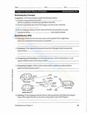 Evidence of evolution worksheets