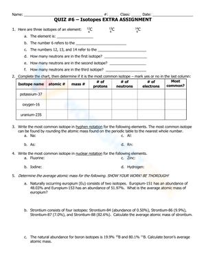 Isotope Practice worksheets