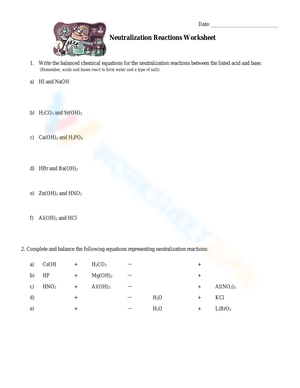 Neutralization Worksheets
