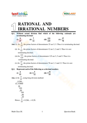 Rational and Irrational Numbers worksheets